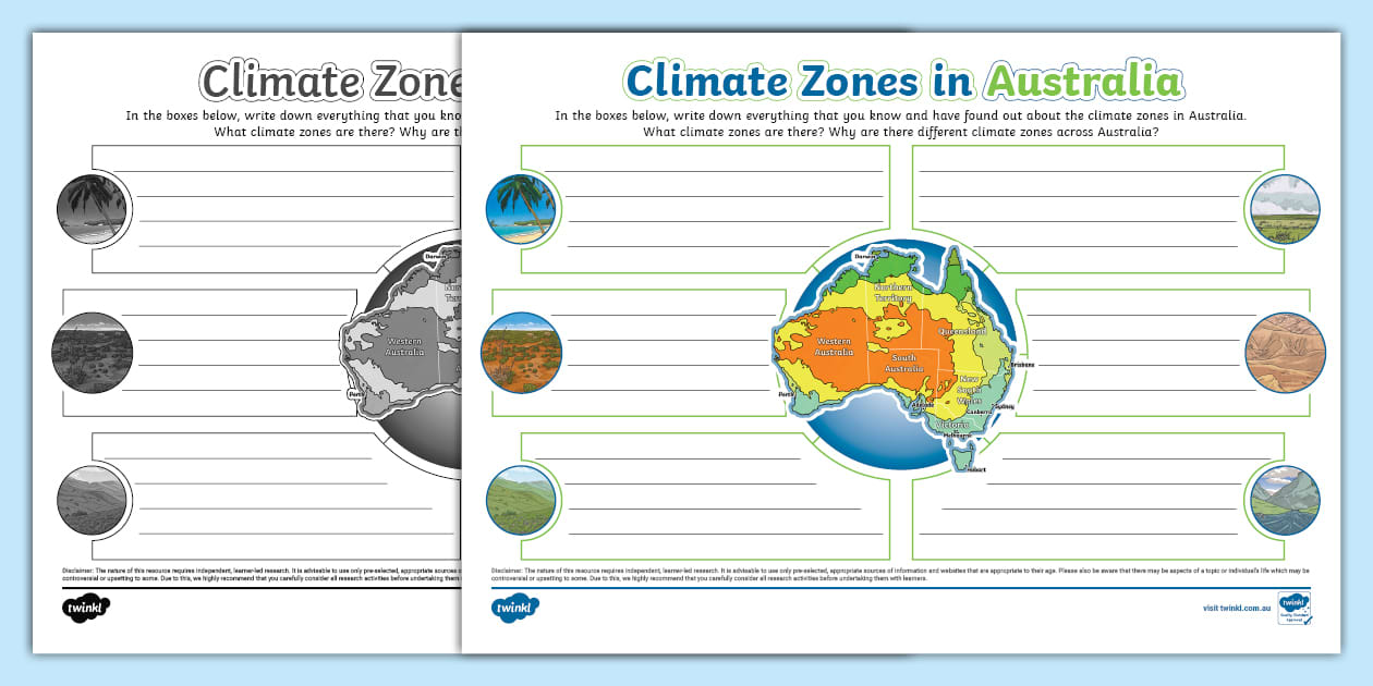 Climate Zones in Australia Mind Map - Twinkl