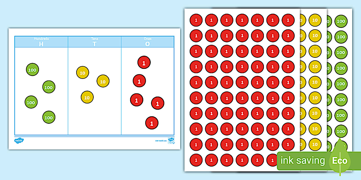 Hundreds, Tens and Ones Maths Notation Board Activity