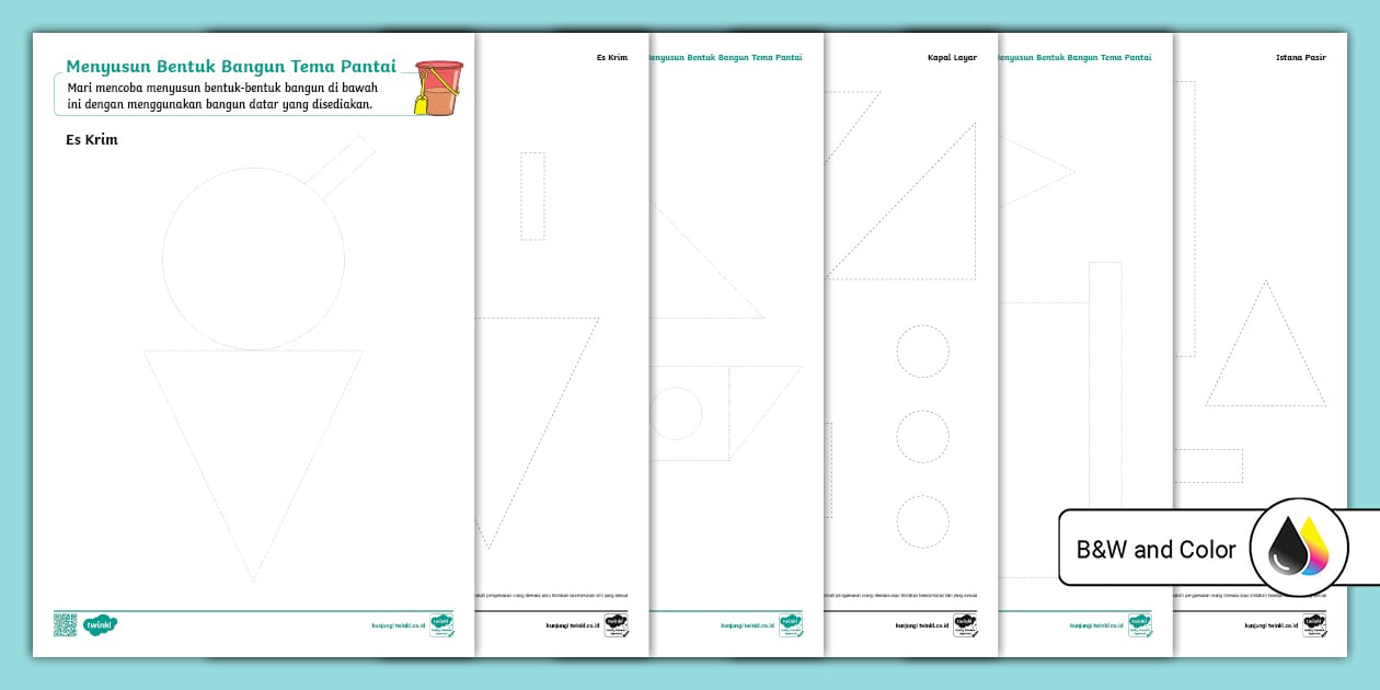 Lembar Kerja Menyusun Bentuk Bangun Kelas 1 Tema Pantai