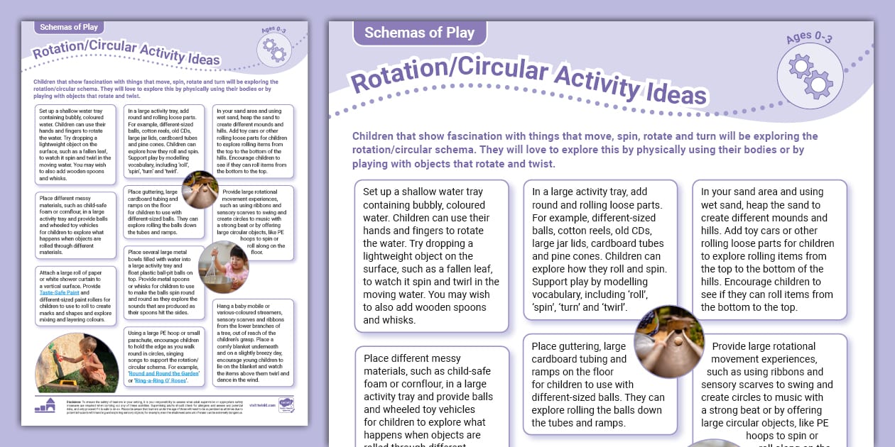 EYFS (Ages 0-3) Schemas of Play: Rotation Activity Ideas