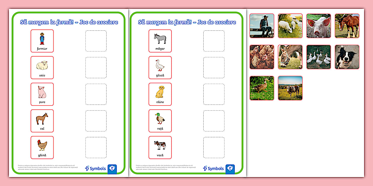 Să mergem la fermă! – Joc de asociere pentru copii cu CES