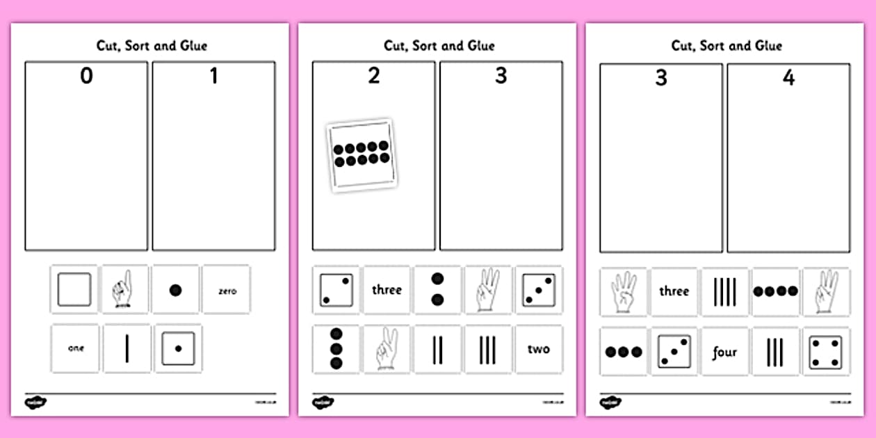 Editable Cut and Stick Number Sort Worksheets - Twinkl