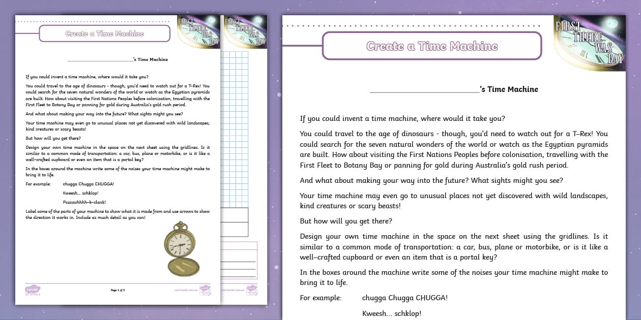 First There Was Day Create a Time Machine Activity - Twinkl