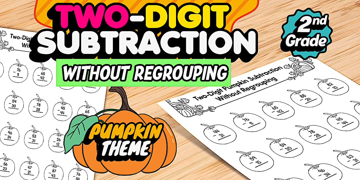 2nd Grade Two-Digit Pumpkin Subtraction Without Regrouping