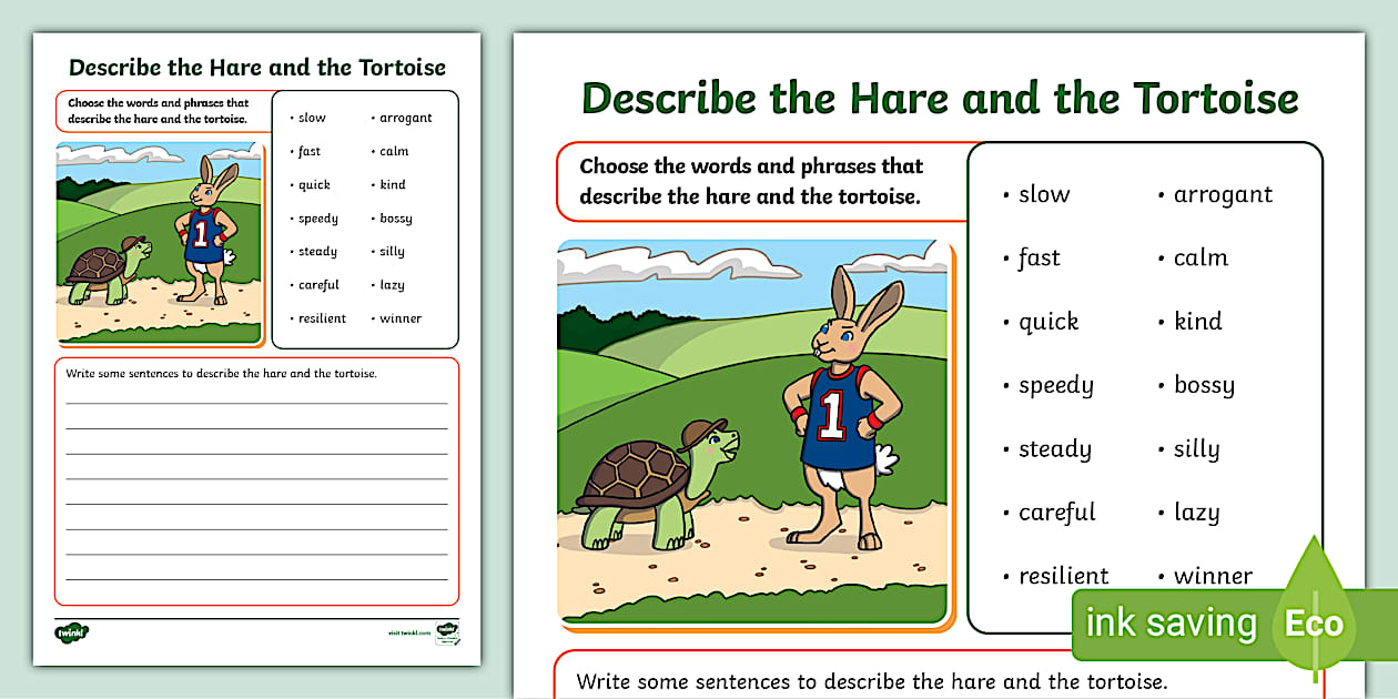 Describe the Hare and the Tortoise,aesops fable - Twinkl