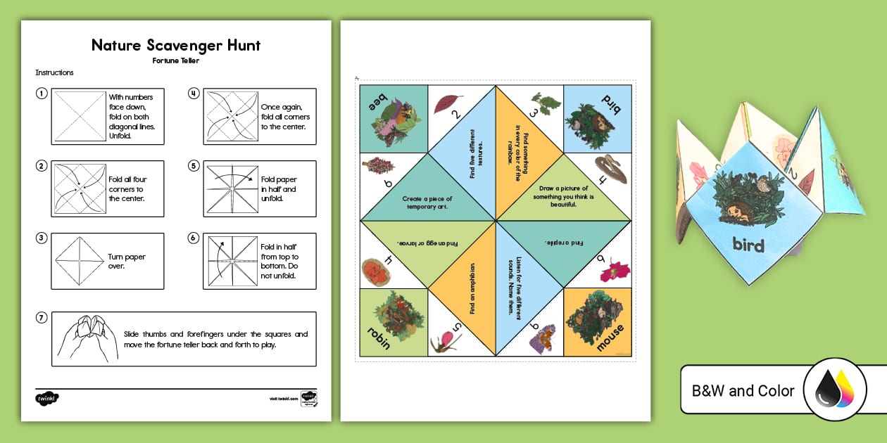 Nature Scavenger Hunt Fortune Teller (Teacher-Made) - Twinkl