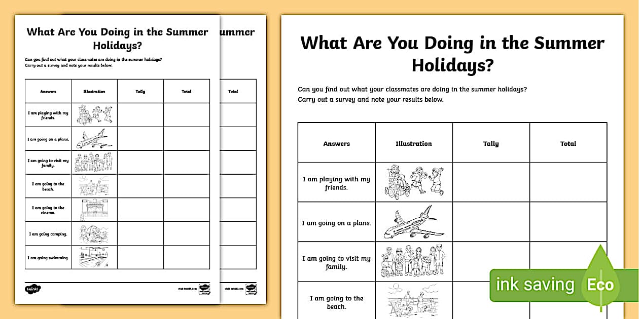 Our Holiday Plans Class Survey Activity (Teacher-Made)