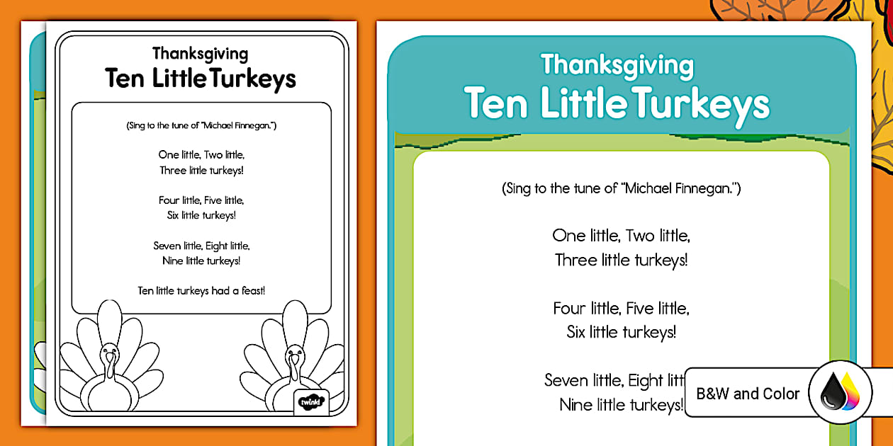 10 Little Turkeys Song Lyrics | Resource | Twinkl USA