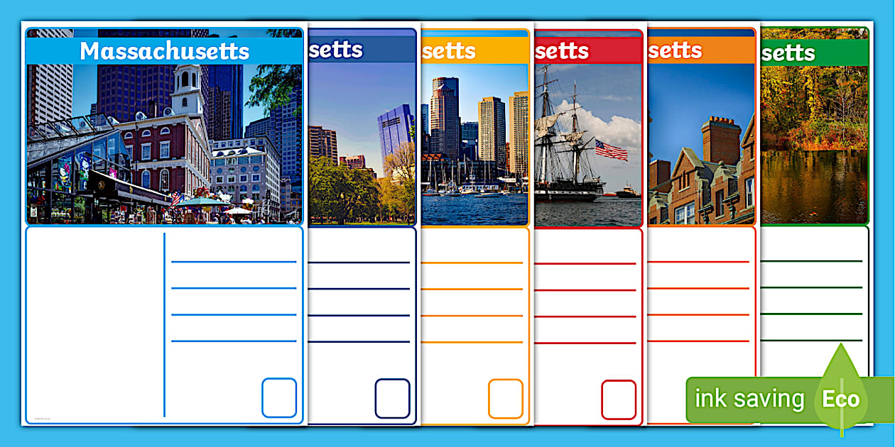 Massachusetts Postcards | Twinkl | Postcards | United States