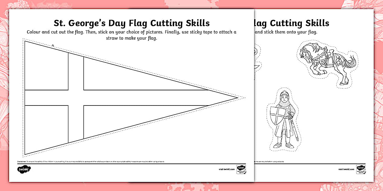 St. George's Day Flag Cutting Skills Activity | Twinkl EYFS