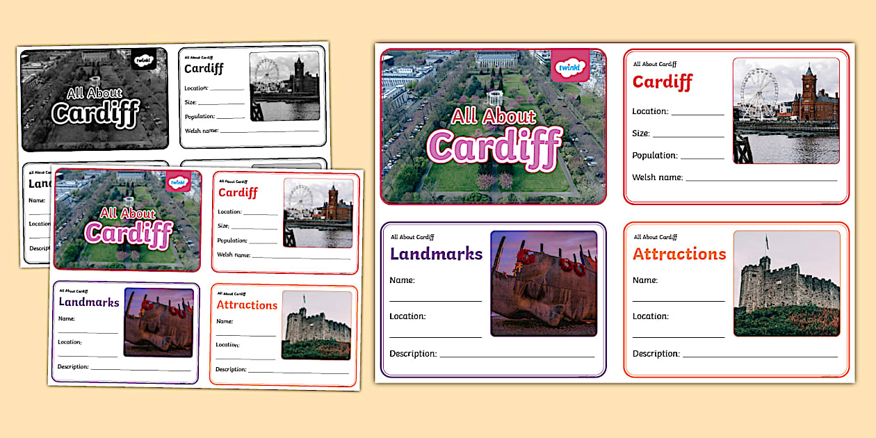 All About Cardiff Fact Card Templates (teacher made)