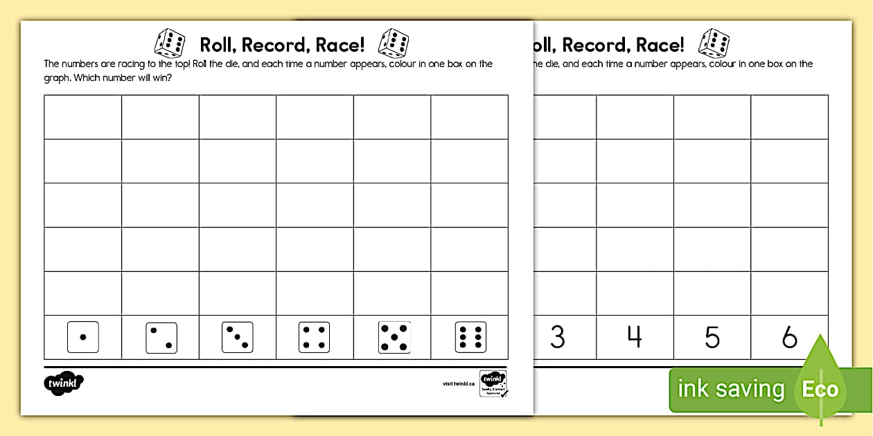 Kindergarten Dice Roll and Record Game (teacher made)