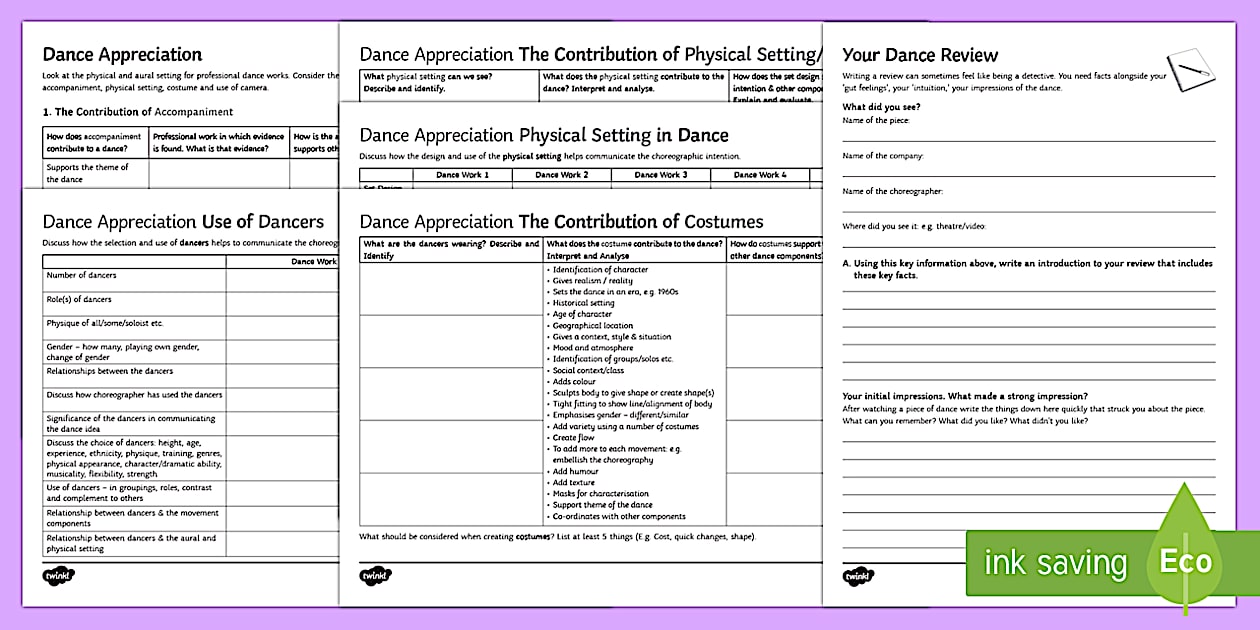Dance Appreciation Activity Pack (teacher made) - Twinkl