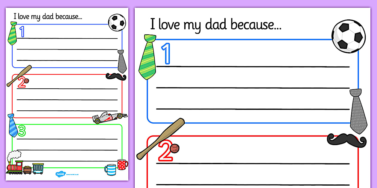 I Love My Dad Sheets (teacher made) - Twinkl