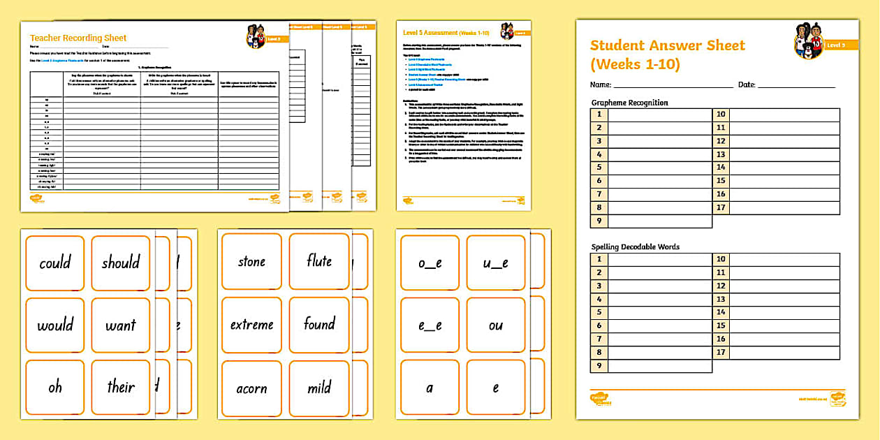Phonics | Letters and Sounds Level 5 Assessment Sheets