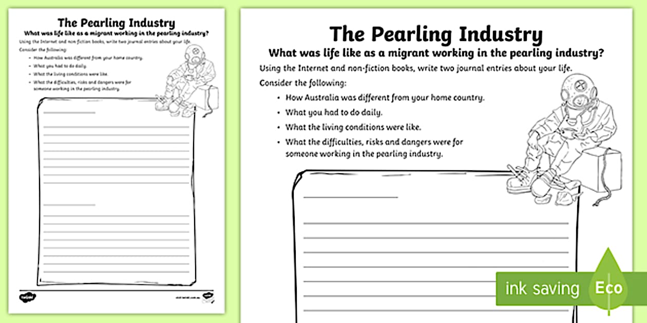The Pearling Industry Journal Activity (teacher made)