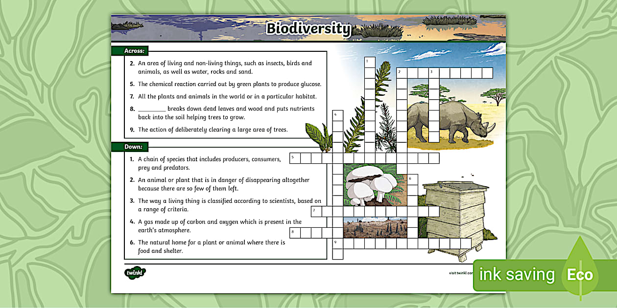 KS2 Biodiversity Crossword (teacher made) - Twinkl