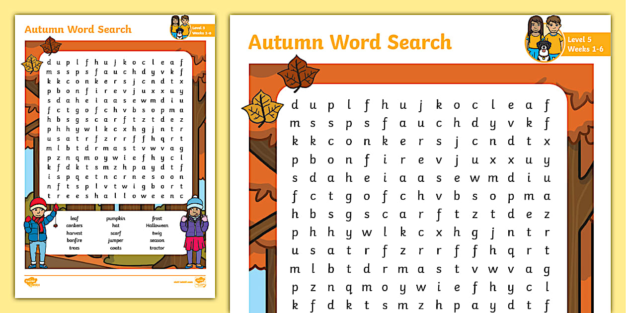 Level 5 Autumn Word Search