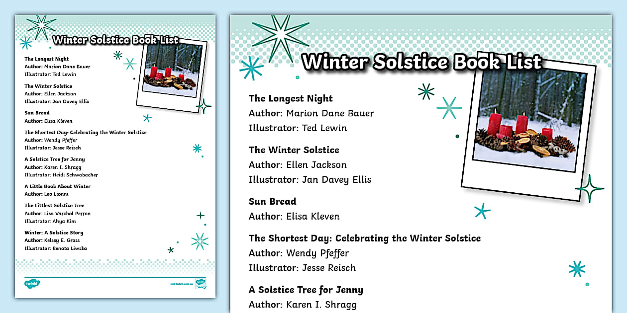 Winter Solstice Book List (teacher made) - Twinkl