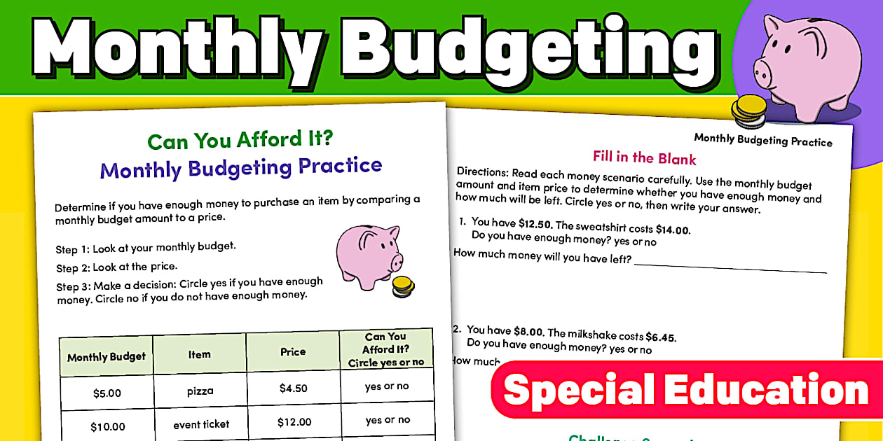 Life Skills: Monthly Budgeting Practice | Older Learners