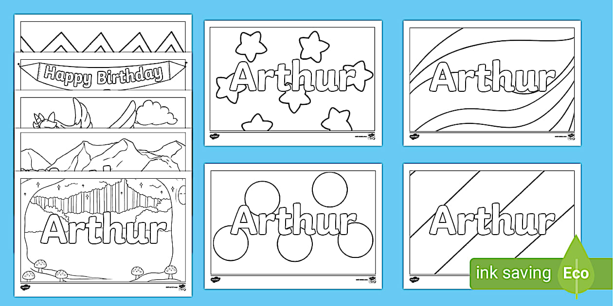 Arthur Name Simple Colouring Activity Sheet - Twinkl