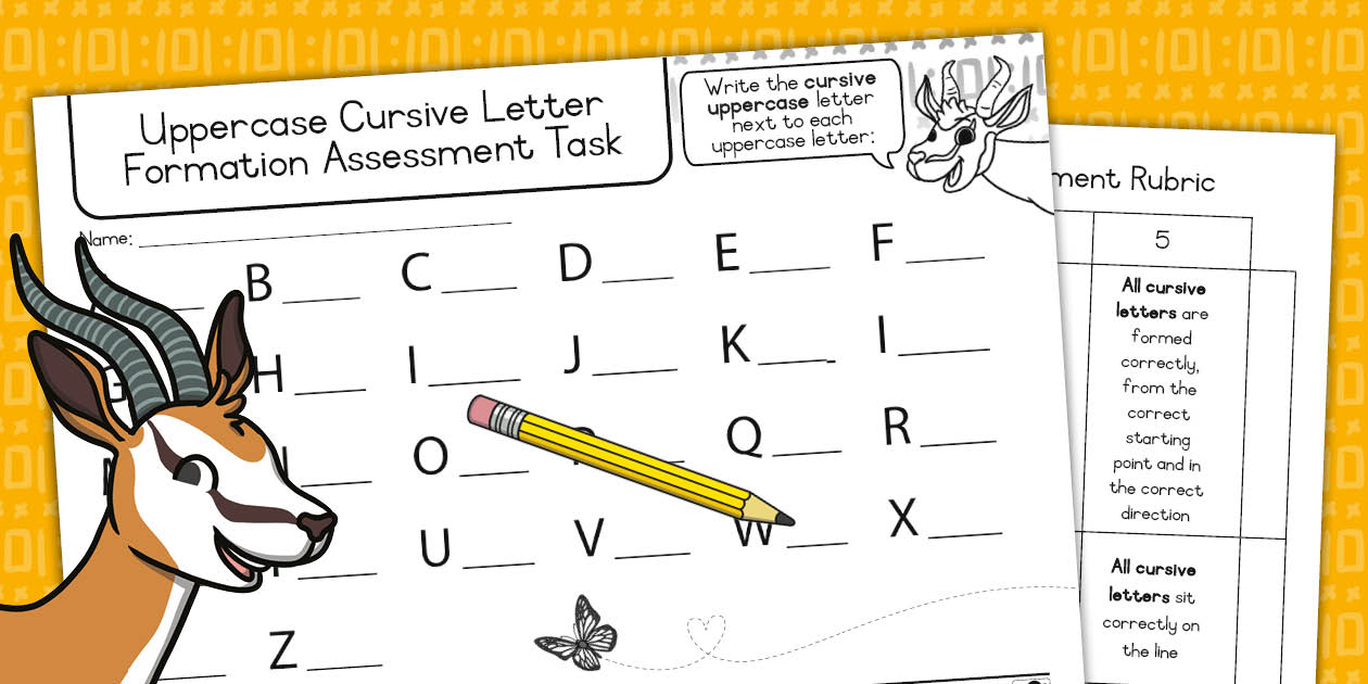 Grade 3 English Uppercase Cursive Letter Formation Assessment and Rubric