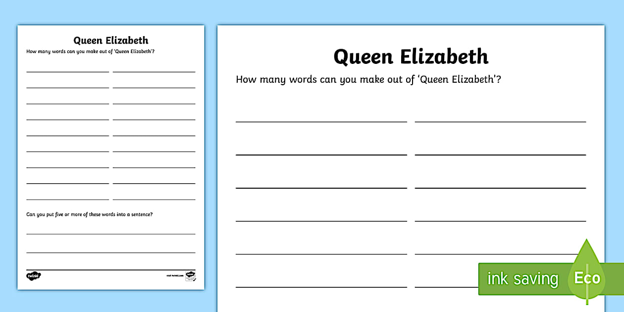 Queen Elizabeth Word Scramble Worksheet / Worksheet - Twinkl