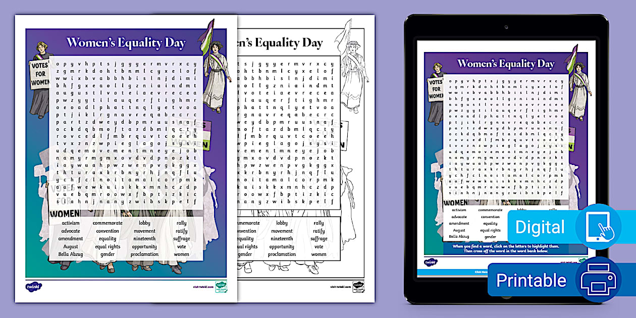 Women's Equality Word Search | Equal Rights | Twinkl USA