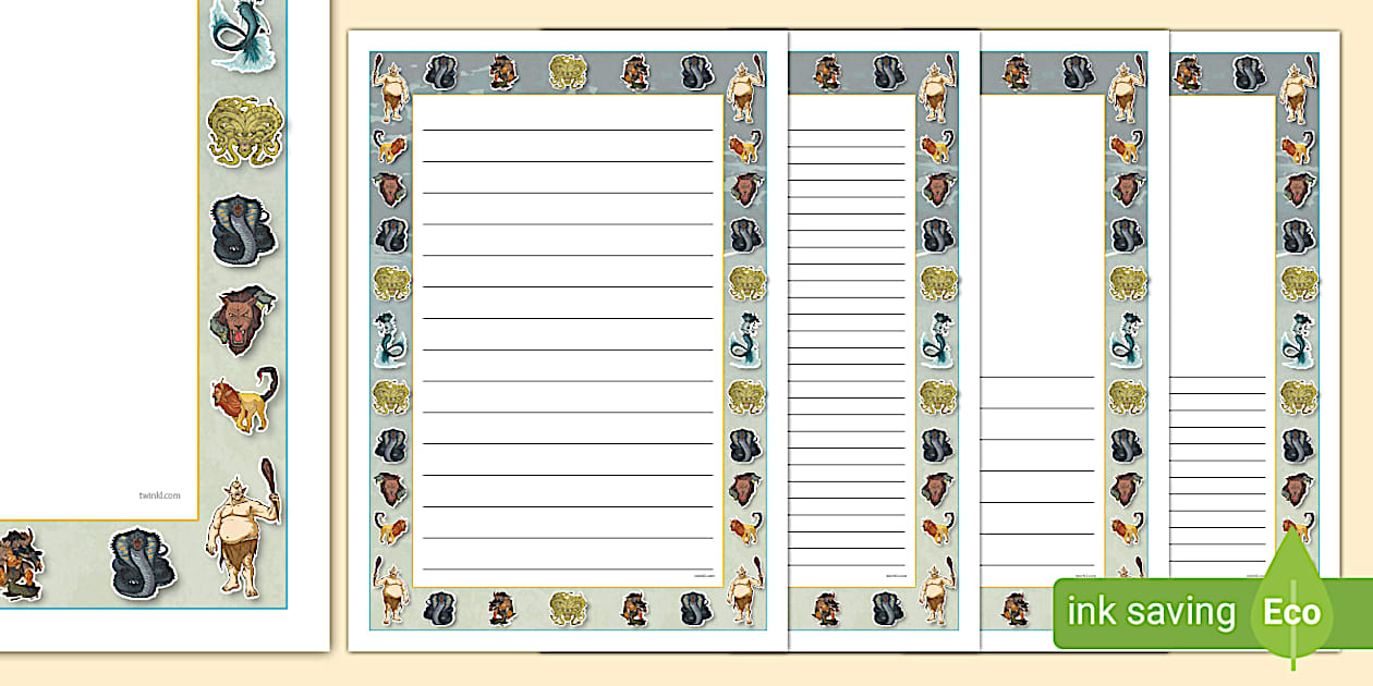 Mythical Creatures and Monsters Page Borders - KS2 - Twinkl