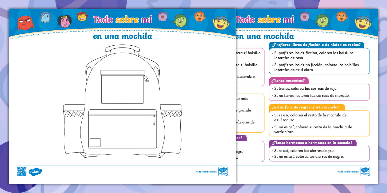 Regreso a clases - todo sobre mí - mochila - Twinkl