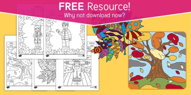 FREE! - Fall Color by Number Activity | Teaching Resources