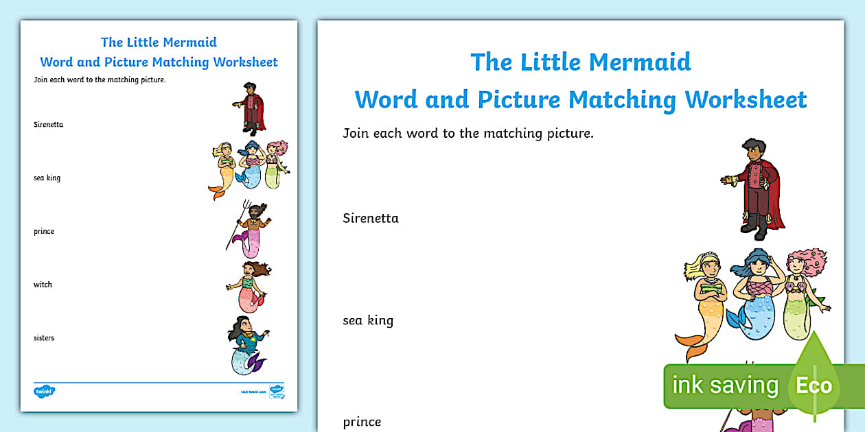 The Little Mermaid Word and Picture Match (teacher made)