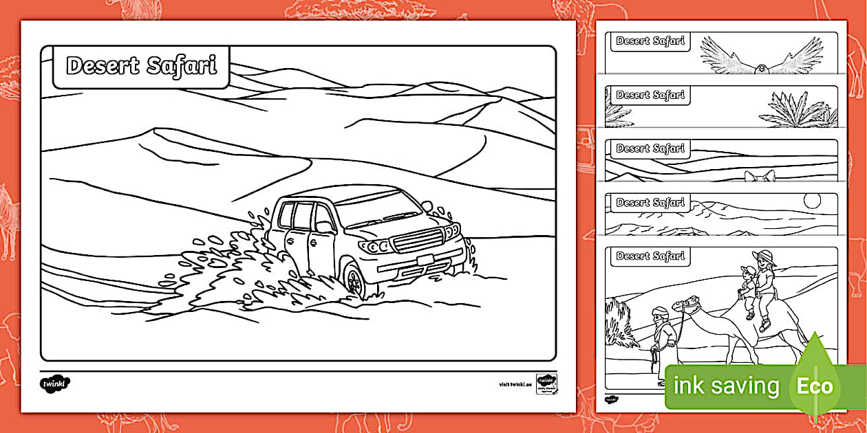 Desert Safari Colouring Sheets (teacher made) - Twinkl