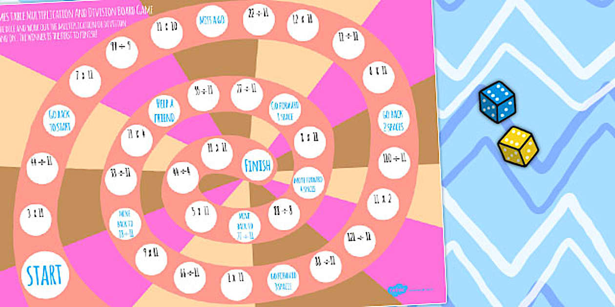 11 Times Table Multiplucation And Division Board Game - activity