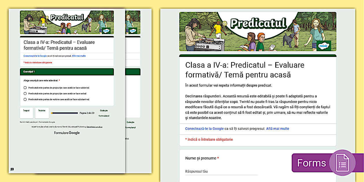 Clasa a IV-a Predicatul Evaluare formativă Temă pentru acasă