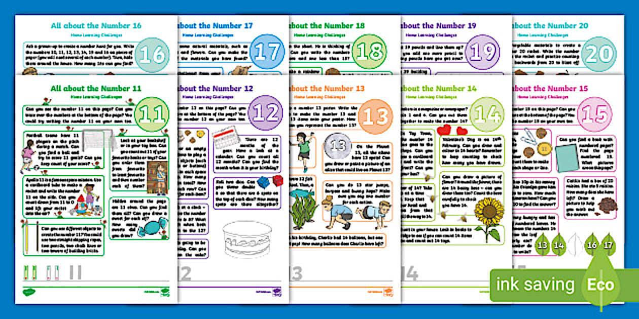 👉 EYFS Maths: Numbers 11 - 20 Home Learning Challenges Resource Pack