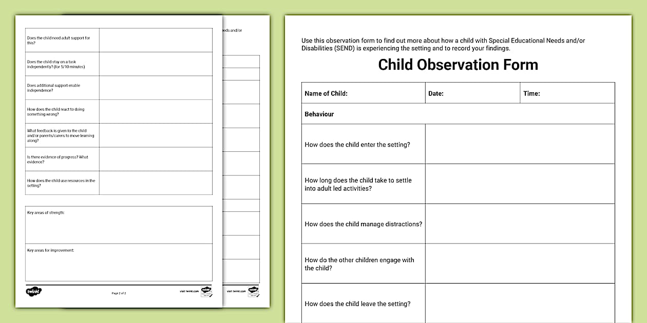 SENDCo Observation Form (Hecho por educadores) - Twinkl SENDCo Observation Form (Hecho por educadores) - Twinkl
