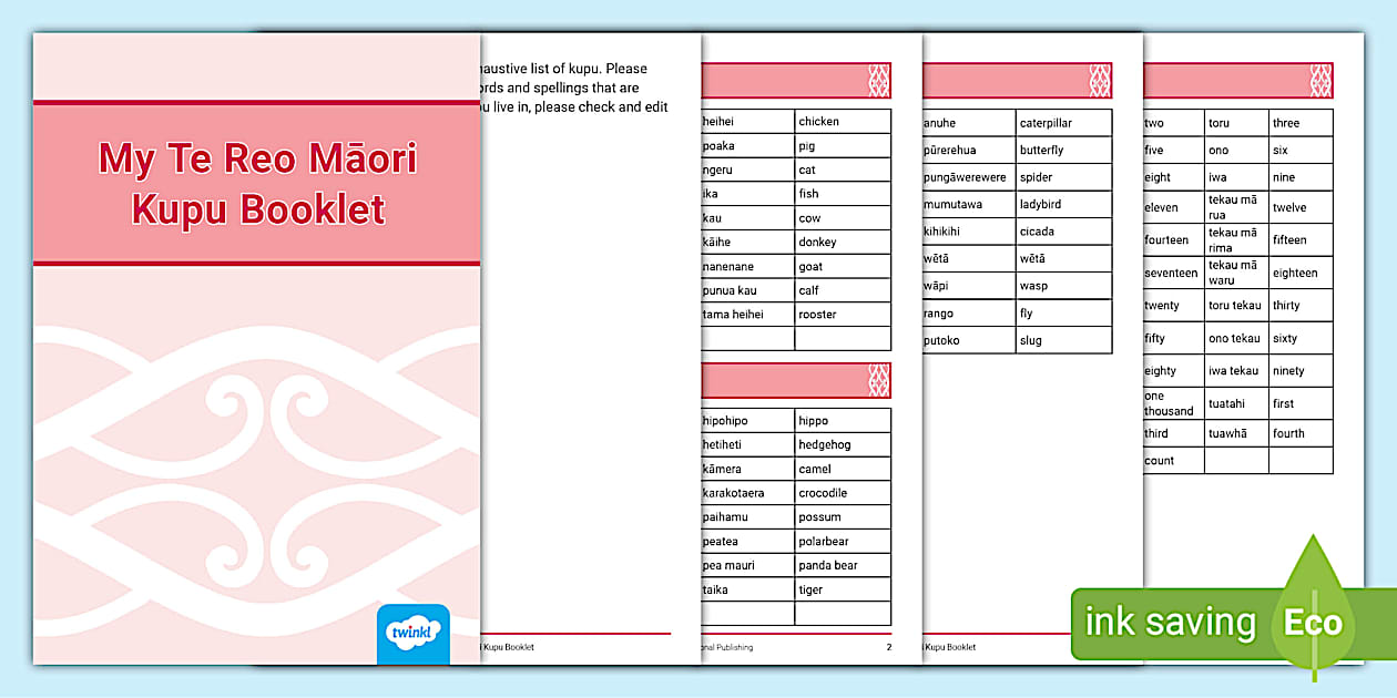 My Te Reo Māori Kupu Booklet | Māori Vocabulary Booklet NZ