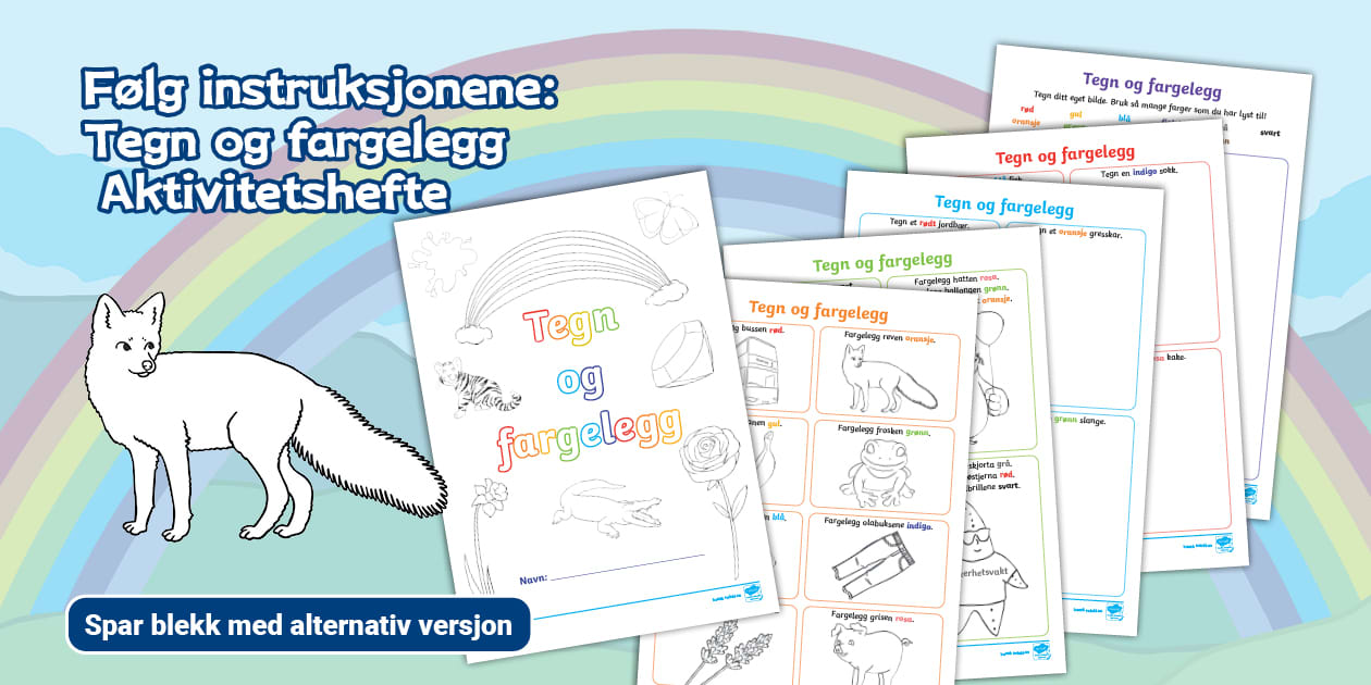 Følg instruksjonene: Tegn og fargelegg