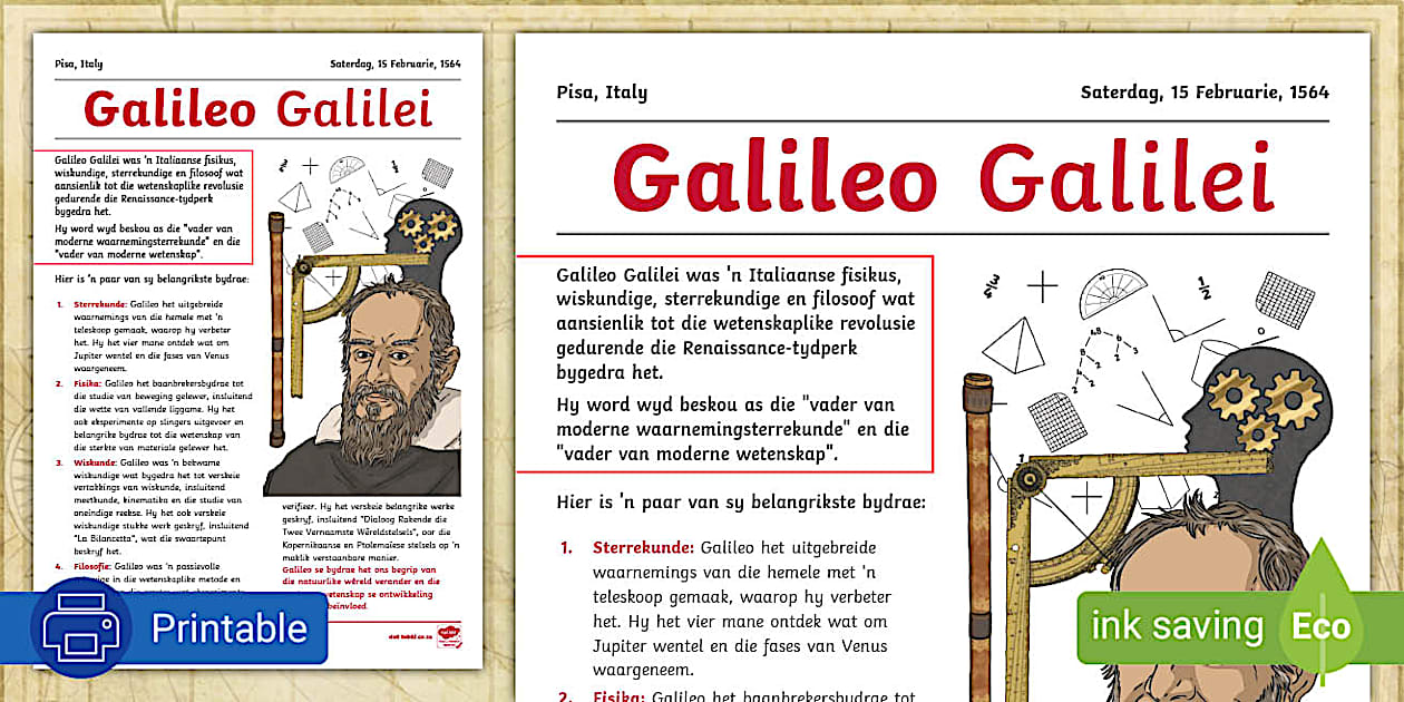 Galileo Galilei Werkkaart (teacher made) - Twinkl
