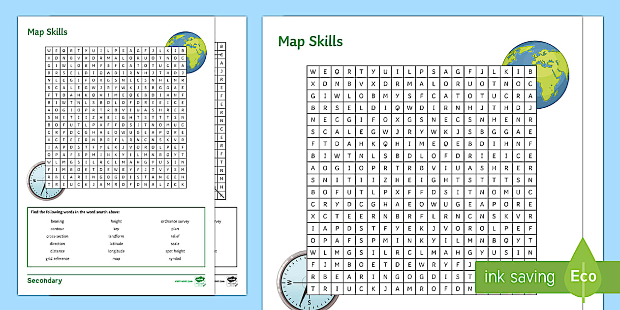 Map Skills Word Search | Geography Activities | Twinkl