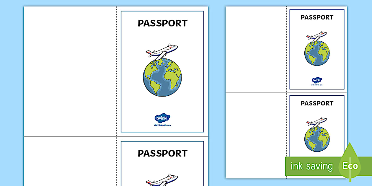 Globe-Themed Passport Wallet Craft - British Passport Template