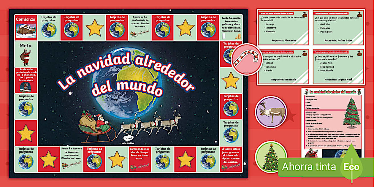 Juego de mesa: La navidad alrededor del mundo - Twinkl