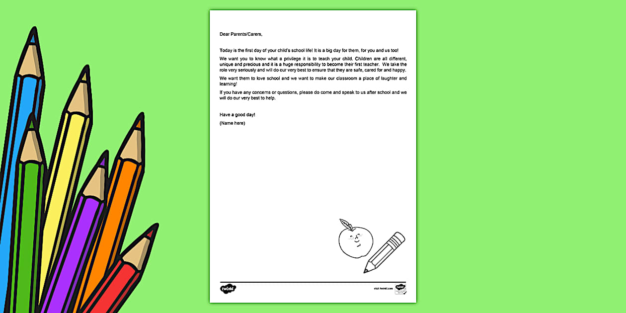 A Welcome Letter To Parents From Teacher - Back To School