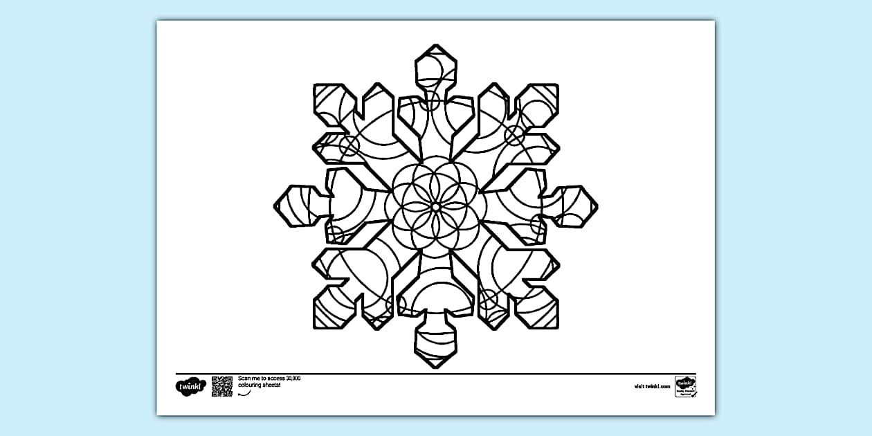 Snowflake Mandala Colouring Page (teacher made) - Twinkl