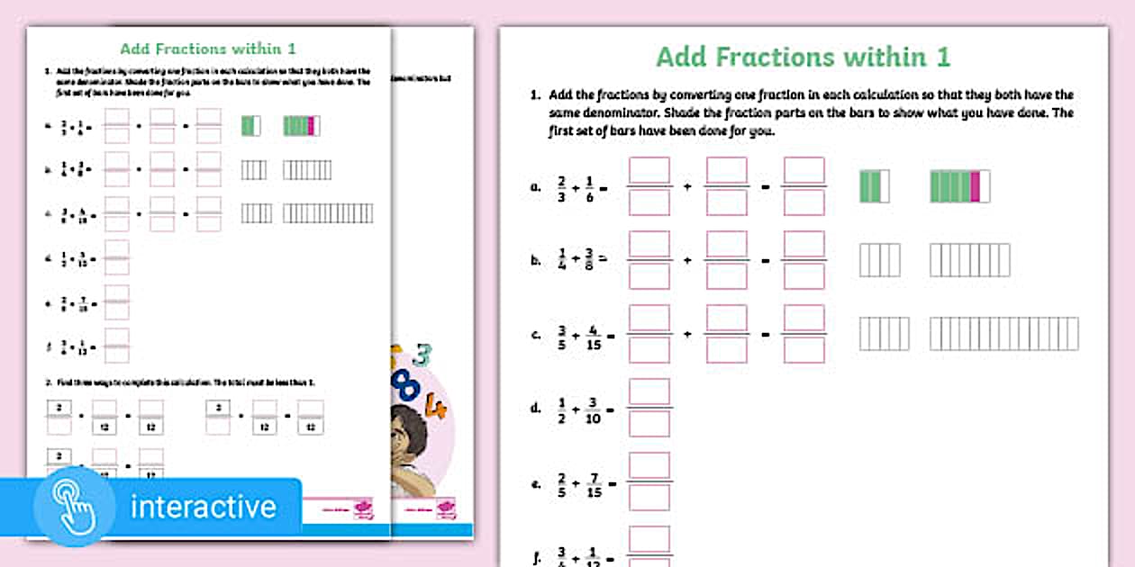 👉 Adding Fractions Worksheets with Answers | Y5 White Rose