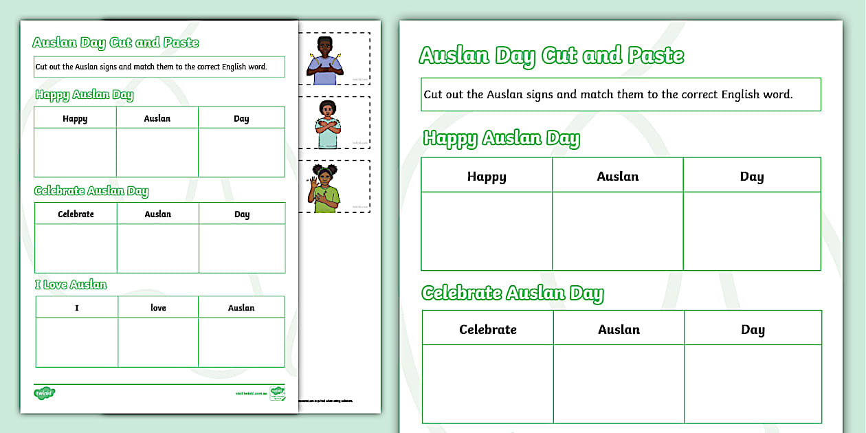 Auslan Day Cut and Paste - Auslan (teacher made) - Twinkl