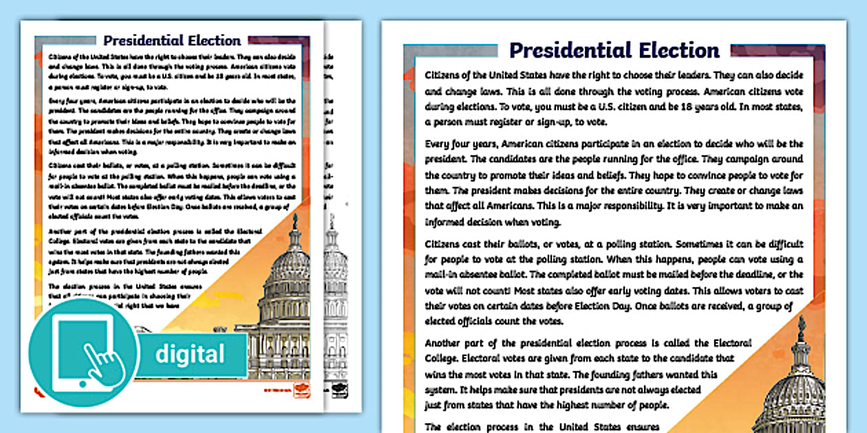 Election Day Reading Comprehension PDF | Twinkl USA - Twinkl