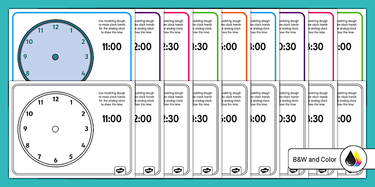 Telling Time Modeling Dough Mats (Teacher-Made) - Twinkl
