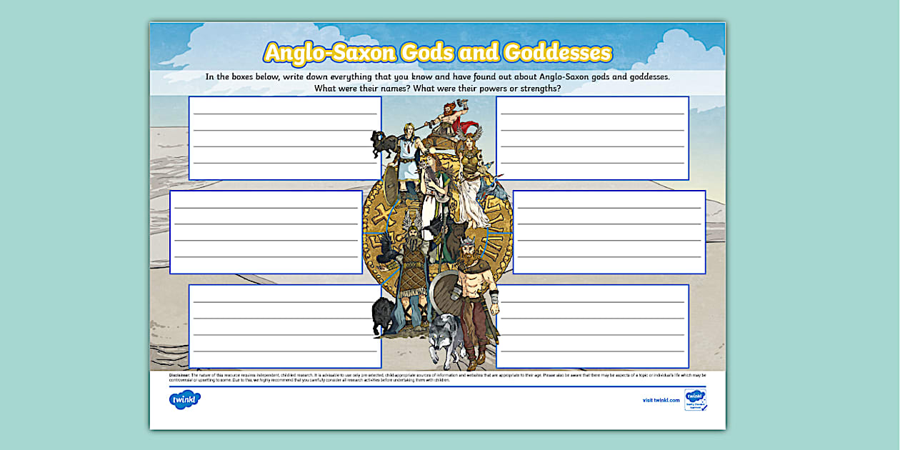 Anglo-Saxon Gods and Goddesses Mind Map